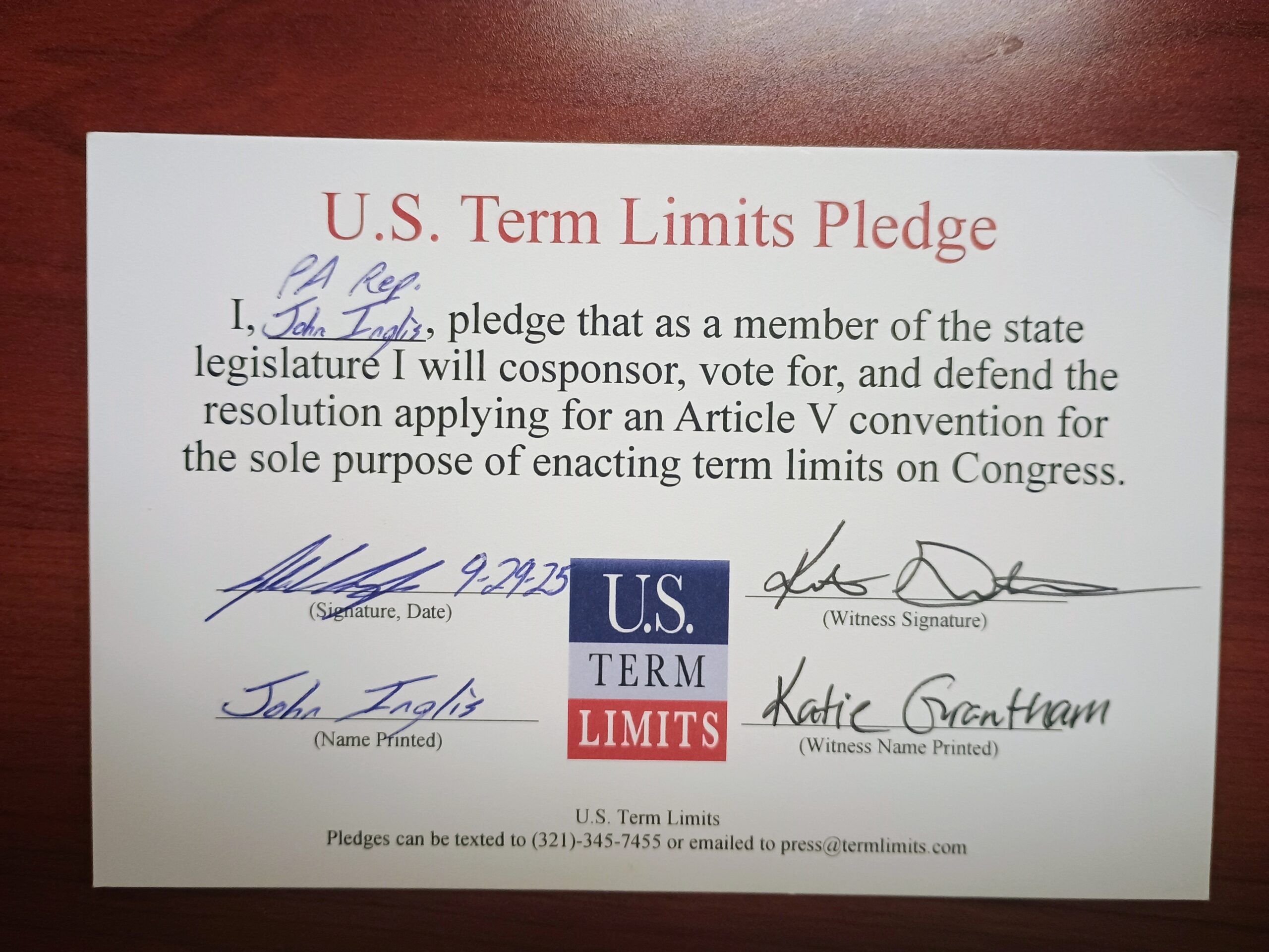 Rep. John Inglis Pledges to Support Congressional Term Limits - Term ...